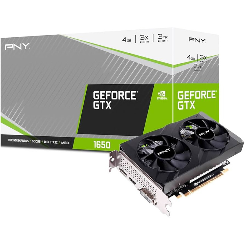 ᐅ PNY GeForce GTX 1650 4GB con 896 CUDA Cores, DisplayPort 1.4, HDMI 2.1, DVI-D – 3 Años de ...